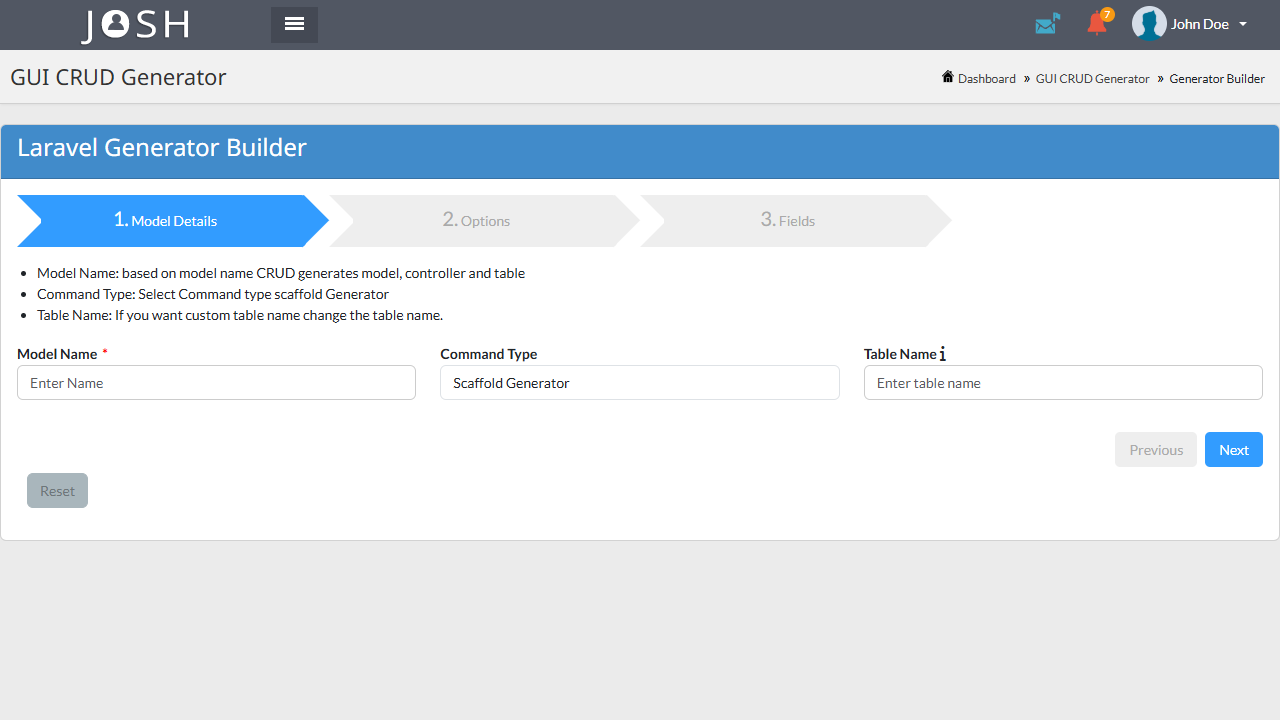 Josh - Laravel Admin Template + Front End + CRUD by jyostna | CodeCanyon